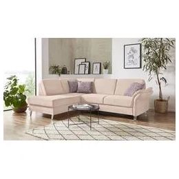 Sit & More Ecksofa SIT & MORE "Clio L-Form" Sofas Gr. B/H/T: 254cm x 89cm x 190cm, Luxus-Microfaser ALTARA NUBUCK, Ottomane links, mit Bettfunktion-mit Bettkasten, beige (creme) wahlweise mit Bettfunktion und Bettkasten, inklusive Federkern