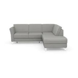 Sit & More Ecksofa SIT & MORE "Visby L-Form" Sofas Gr. B/H/T: 248cm x 87cm x 213cm, Luxus-Microfaser Paris, Ottomane rechts, mit Bettfunktion-mit Bettkasten, silberfarben (silber) Wahlweise mit Bettfunktion und Stauraum, frei im Raum stellbar