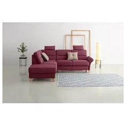 Ecksofa Home Affaire "Westerland L-Form" Sofas Gr. B/H/T: 238cm x 90cm x 213cm, Luxus-Microfaser ALTARA NUBUCK, Ottomane links, ohne Bettfunktion, ohne Stauraum ohne Armlehnfunktion, rot (bordeaux) Federkern-Polsterung, wahlweise mit Bettfunktion, Bettkasten