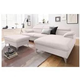 Ecksofa COTTA "Caluso L-Form" Sofas Gr. B/H/T: 254cm x 74cm x 167cm, Kunstleder SOFTLUX, Recamiere rechts, mit Bettfunktion-mit Bettkasten-mit Kopfteilverstellung, beige (fog) inklusive Kopfteilverstellung, wahlweise mit Bettfunktion