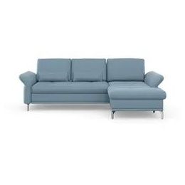 Ecksofa Inosign "Palm Beach L-Form" Sofas Gr. B/H/T: 269cm x 89cm x 175cm, Olympia EASY CLEAN, mega-Recamiere rechts, mit Sitztiefenverstellung-ohne Bettfunktion-ohne Bettkasten-ohne Armteilverstellung, blau (hellblau) Federkern, mit Sitztiefenverstellung, wahlweise Bettfunktion