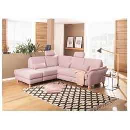 Ecksofa Home Affaire "Palace L-Form" Sofas Gr. B/H/T: 259cm x 89cm x 225cm, Struktur fein, Ottomane links, mit Bettfunktion-mit Stauraum, rosa (rose) incl. Sitztiefenverstellung, wahlweise mit Bettfunktion und Stauraum