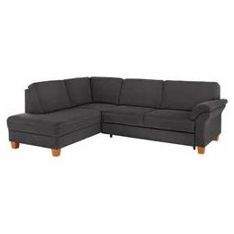 Ecksofa Home Affaire "Borkum L-Form" Sofas Gr. B/H/T: 249cm x 87cm x 189cm, Luxus-Microfaser TORO, Ottomane links, ohne Bettfunktion, grau (anthrazit) mit Federkern, wahlweise Bettfunktion