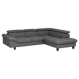 Ecksofa Home Affaire "Pilot L-Form" Sofas Gr. B/H/T: 266cm x 73cm x 108cm, Kunstleder SOFTLUX, Ottomane rechts, mit Kopfteilverstellung-ohne Bettfunktion-ohne Bettkasten, grau (fango)