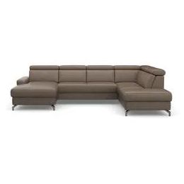 Sit & More Wohnlandschaft SIT & MORE "Scarlett U-Form" Sofas Gr. B/T: 333cm x 226cm, Luxus-Microfaser, Ottomane rechts, Kopfteilverstellung, grau (taupe) inklusive Kopfteilverstellung, wahlweise mit Bettfunktion, Bettkasten