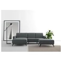 Sit & More Ecksofa SIT & MORE "Bailando L-Form" Sofas Gr. B/H/T: 251cm x 84cm x 163cm, Luxus-Microfaser ALTARA NUBUCK, Recamiere links, mit Kopfteilverstellung-mit Vorziehsitz motorisch, grau (dunkelgrau) wahlweise mit Kopfteilverstellung und Vorziehsitz, motorisch