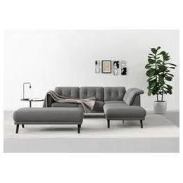 Sit & More Ecksofa SIT & MORE "Scandia L-Form" Sofas Gr. B/H/T: 271cm x 82cm x 214cm, Struktur weich, Ottomane rechts, Mit Kopfteilverstellung-Mit Armteilfunktion-Mit schwarzen matten Metallfüßen, grau Wahlweise mit Kopfteilverstellung und Armteilfunktion