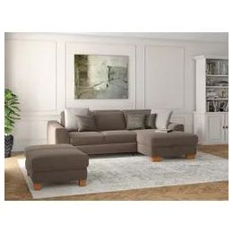 Sit & More Ecksofa SIT & MORE "Dundee L-Form" Sofas Gr. B/H/T: 264cm x 86cm x 175cm, Luxus-Microfaser Paris, Recamiere rechts, mit Kopfteilverstellung-mit Bettfunktion-mit Bettkasten, grau (taupe) mit Federkern und Massivholzfüßen, wahlweise Kopfteilverstellung