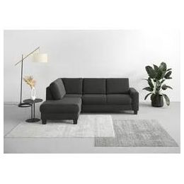 Ecksofa Home Affaire "Summer L-Form" Sofas Gr. B/H/T: 236cm x 91cm x 170cm, Feincord, Ottomane links, ohne Bettfunktion-ohne Bettkasten-ohne Federkern, grau (anthrazit) mit Ottomane, oder ohne Bettfunktion und Bettkasten, Cord-Bezug