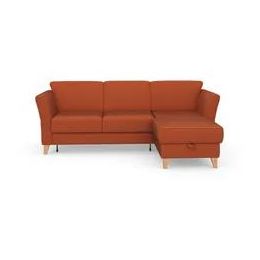 Sit & More Ecksofa SIT & MORE "Visby L-Form" Sofas Gr. B/H/T: 248cm x 87cm x 162cm, Luxus-Microfaser Paris, Recamiere rechts, mit Bettfunktion-mit Bettkasten, orange (terra) Wahlweise mit Bettfunktion und Bettkasten, frei im Raum stellbar