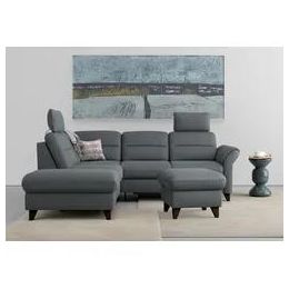 Sit & More Ecksofa SIT & MORE "Mellum L-Form", grau (dunkelgrau), B:253cm H:87cm T:212cm, 100% Polyester, Sofas, Federkern, wahlweise mit Bettfunktion, Stauraum und Armteilfunktion