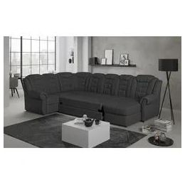 Wohnlandschaft Home Affaire "Boston U-Form" Sofas Gr. B/H/T: 333 cm x 102 cm x 216 cm, Kunstleder SOFTLUX, langer Schenkel links-Recamiere rechts-Bettfunktion rechts, Mit Bettfunktion-mit Schubkasten, schwarz (black) Gemütliche Wohnlandschaft mit hoher Rückenlehne in klassischem Design