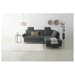 Ecksofa Home Affaire "Westerland L-Form" Sofas Gr. B/H/T: 238cm x 90cm x 213cm, Struktur, Ottomane rechts, ohne Bettfunktion, ohne Stauraum ohne Armlehnfunktion, blau (blau, grau) Federkern-Polsterung, wahlweise mit Bettfunktion, Bettkasten