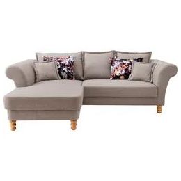 Ecksofa Home Affaire "Tassilo L-Form" Sofas Gr. B/H/T: 262cm x 95cm x 198cm, Struktur fein, Recamiere links, REC-2, grau (taupe)