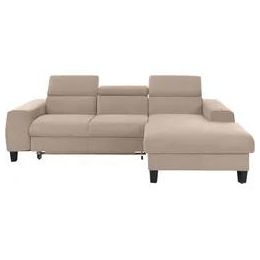 Ecksofa COTTA "Morven L-Form" Sofas Gr. B/H/T: 244cm x 72cm x 166cm, Flachgewebe, Recamiere rechts, mit Bettfunktion-mit Bettkasten-ohne Ladestation-mit Kopfteilverstellung, beige (natural) Ecksofa Polstermöbel Sofas Inklusive Kopfteilverstellung, wahlweise mit Ladestation, Bettfunktion