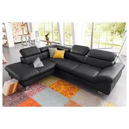 Ecksofa COTTA "Driver L-Form" Sofas Gr. B/H/T: 268cm x 73cm x 214cm, Leder BEEFY, Ottomane links, mit Kopfteilverstellung-mit Bettfunktion und Bettkasten, schwarz mit Kopfteilverstellung, wahlweise Bettfunktion