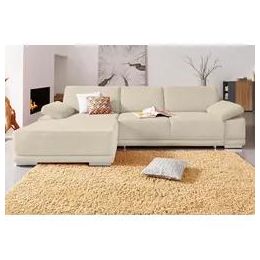 Sit & More Ecksofa SIT & MORE "Coria L-Form" Sofas Gr. B/H/T: 282cm x 80cm x 162cm, Struktur fein, Recamiere links, mit Bettfunktion, beige (creme) mit XL-Recamiere, wahlweise Bettfunktion