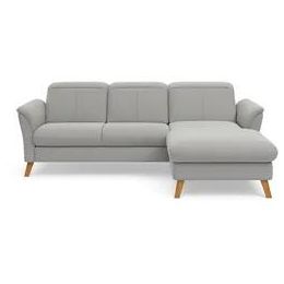 Sit & More Ecksofa SIT & MORE "Romero L-Form" Sofas Gr. B/H/T: 245cm x 91cm x 178cm, Struktur weich, Recamiere rechts, mit Federkern-mit Kopfteilverstellung-mit Bettfunktion-ohne Bettkasten-mit motorische Relaxfunktion, silberfarben (silber) wahlweise mit oder ohne Relax-Funktion, Bettfunktion, Bettkasten