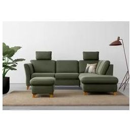 Ecksofa Home Affaire "Trelleborg L-Form" Sofas Gr. B/H/T: 252cm x 86cm x 213cm, Feincord, Ottomane rechts, ohne Bettfunktion-ohne Stauraum, grün (olive) wahlweise mit Bettfunktion und Bettkasten, inkl. Federkern-Polsterung