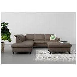 Sit & More Ecksofa SIT & MORE "Maggiore L-Form" Sofas Gr. B/T: 261cm x 224cm, Luxus-Microfaser, Ottomane links, mit Kopfteilverstellung-ohne Bettfunktion-ohne Stauraum-Fussfarbe: schwarz matt, braun wahlweise mit Kopfteilverstellung, Bettfunktion und Stauraum