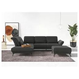 Ecksofa Inosign "Coco L-Form" Sofas Gr. B/H/T: 294cm x 88cm x 242cm, Feincord, Ottomane links, mit Sitztiefenverstellung-mit Armteilverstellung-mit Kopfteilverstellung-ohne Federkern, grau (anthrazit) Sitztiefen-, Arm- und Kopfteilverstellung, Cord-Bezug, Fußhöhe 15 cm