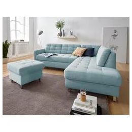 Sit & More Ecksofa SIT & MORE "Picasso L-Form" Sofas Gr. B/H/T: 233cm x 80cm x 196cm, Struktur fein, Ottomane rechts, mit Bettfunktion-mit Bettkasten, blau (aqua) wahlweise mit Bettfunktion und Bettkasten