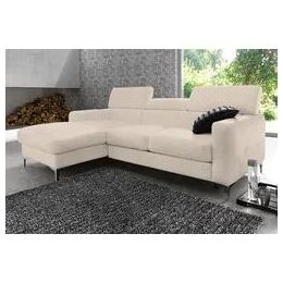 Ecksofa COTTA "Sammy L-Form" Sofas Gr. B/H/T: 226 cm x 92 cm x 105 cm, Microfaser PRIMABELLE, Recamiere links, mit Bettfunktion-mit Kopfteilverstellung, beige (creme) wahlweise mit Bettfunktion