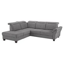 Ecksofa Home Affaire "Solvei L-Form" Sofas Gr. B/H/T: 260cm x 104cm x 235cm, Struktur, Ottomane links, Sitztiefenverstellung, grau wahlweise auch mit Kopfteilverstellung und Bettfunktion, Federkern