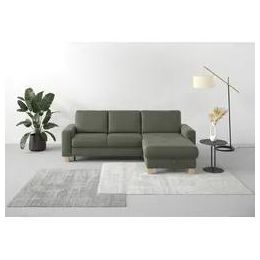 Ecksofa Home Affaire "Summer L-Form" Sofas Gr. B/H/T: 249cm x 91cm x 164cm, Feincord, Recamiere rechts, mit Bettfunktion-mit Bettkasten-ohne Federkern, grün (olive) mit Recamiere, oder ohne Bettfunktion und Bettkasten, Cord-Bezug