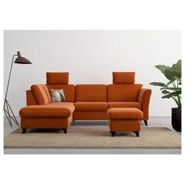 Ecksofa Home Affaire "Trelleborg L-Form" Sofas Gr. B/H/T: 252 cm x 86 cm x 213 cm, Feincord, Ottomane links, ohne Bettfunktion-ohne Stauraum, rosegold (kupfer) wahlweise mit Bettfunktion und Bettkasten, inkl. Federkern-Polsterung