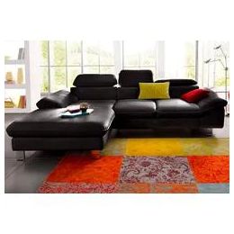 Ecksofa COTTA "Driver L-Form" Sofas Gr. B/H/T: 268cm x 73cm x 169cm, NaturLEDER, Recamiere links, mit Kopfteilverstellung-ohne Bettfunktion und Bettkasten, schwarz inkl. Kopfteilverstellung, wahlweise mit Bettfunktion