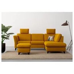 Ecksofa Home Affaire "Trelleborg L-Form" Sofas Gr. B/H/T: 252cm x 86cm x 213cm, Breitcord, Ottomane rechts, ohne Bettfunktion-ohne Stauraum, gelb (mustard) wahlweise mit Bettfunktion und Bettkasten, inkl. Federkern-Polsterung