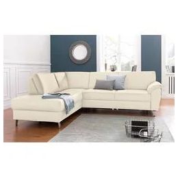 Sit & More Ecksofa SIT & MORE "Texel L-Form" Sofas Gr. B/H/T: 250cm x 87cm x 201cm, Kunstleder SOFTLUX, Ottomane links, mit Bettfunktion, beige (creme) mit Federkern, wahlweise Bettfunktion und Bettkasten