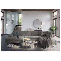 Sit & More Wohnlandschaft SIT&MORE "Latigo U-Form" Sofas Gr. B/T: 346 cm x 201 cm, Struktur, mega-Recamiere links, mit Bettfunktion-mit Bettkasten, grau mit Mega-Recamiere, wahlweise Bettfunktion und Bettkasten