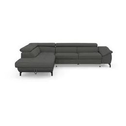 Ecksofa COTTA "Famous L-Form" Sofas Gr. B/T: 279 cm x 228 cm, Microfaser, Armlehne rechts-Ottomane links, ohne Bettfunktion-ohne Bettkasten, grau (anthracite) in modernem Design