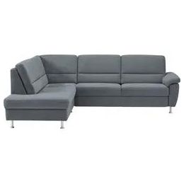 Ecksofa CALIZZA INTERIORS "Onyx L-Form" Sofas Gr. B/H/T: 257 cm x 90 cm x 196 cm, Samtoptik, Ottomane links, ohne Bettfunktion ohne Bettkasten, grau (1032 grey) Ottomane links oder rechts, wahlweise mit Bettfunktion, Breite 257 cm