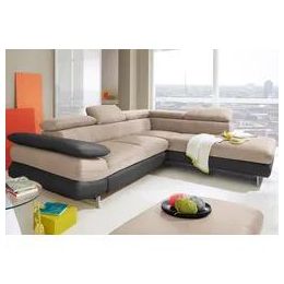 Ecksofa Inosign "Solution L-Form" Sofas Gr. B/H/T: 262cm x 73cm x 228cm, Kunstleder SOFTLUX-Luxus-Microfaser, Ottomane rechts, mit Bettfunktion, schwarz (schwarz/schlamm) wahlweise mit Bettfunktion