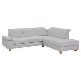 Ecksofa Home Affaire "Dalia L-Form" Sofas Gr. B/H/T: 256cm x 83cm x 221cm, Luxus-Microfaser weich, Ottomane rechts, ohne Bettfunktion-ohne Bettkasten-ohne Kopfteilverstellung, silberfarben (silber) mit Federkernpolsterung, wahlweise Bettfunktion, Bettkasten