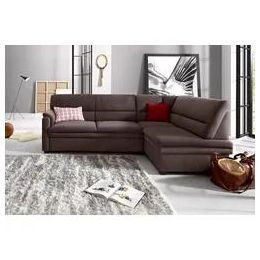 Sit & More Ecksofa SIT & MORE "Pisa L-Form" Sofas Gr. B/H/T: 245cm x 89cm x 161cm, NaturLEDER, Ottomane rechts, mit Bettfunktion, braun (mokka) mit Federkern, wahlweise Bettfunktion