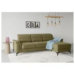 Sit & More Ecksofa SIT & MORE "Sinatra L-Form" Sofas Gr. B/H/T: 258cm x 85cm x 170cm, Struktur weich, Recamiere rechts, Ohne Kopfteilverstellung-Ohne Armteilfunktion-Ohne Bettfunktion-Ohne Bettkasten, grün (olive) mit Recamiere, optional Kopfteilverstellung und Armteilfunktion