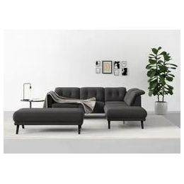 Sit & More Ecksofa SIT & MORE "Scandia L-Form" Sofas Gr. B/H/T: 271cm x 82cm x 214cm, Luxus-Microfaser Euphoria, Ottomane rechts, Ohne Kopfteilverstellung-Ohne Armteilfunktion-Mit schwarzen matten Metallfüßen, grau (fango) Wahlweise mit Kopfteilverstellung und Armteilfunktion