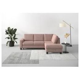 Ecksofa Home Affaire "Summer L-Form" Sofas Gr. B/H/T: 236cm x 91cm x 170cm, Feincord, Ottomane rechts, mit Bettfunktion-mit Bettkasten-mit Federkern, rosa (altrosa) mit Ottomane, oder ohne Bettfunktion und Bettkasten, Cord-Bezug