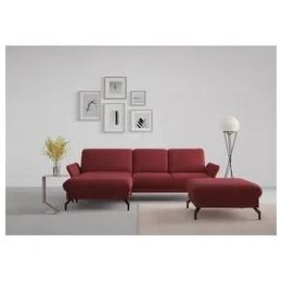 Sit & More Ecksofa SIT & MORE "Fashion L-Form" Sofas Gr. B/H/T: 253cm x 84cm x 165cm, Luxus-Microfaser ALTARA NUBUCK, Recamiere links, ohne Kopfteilverstellung-ohne Vorziehsitz-mit Metallfuesse schwarz matt, rot (bordeaux) wahlweise mit Kopfteilverstellung und Vorziehsitz, motorisch