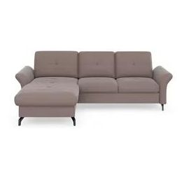 Ecksofa Places of Style "Calando L-Form" Sofas Gr. B/H/T: 258 cm x 91 cm x 165 cm, Struktur, mega-Recamiere links, ohne Bettfunktion-ohne Bettkasten-ohne Armteilverstellung, braun (savannah) wahlweise mit Bettfunktion, Bettkasten und Armteilfunktion