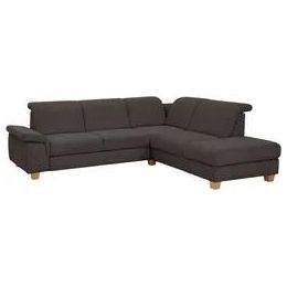 Ecksofa Home Affaire "Dalia L-Form" Sofas Gr. B/H/T: 256cm x 83cm x 221cm, Luxus-Microfaser weich, Ottomane rechts, ohne Bettfunktion-ohne Bettkasten-ohne Kopfteilverstellung, grau (dunkelgrau) mit Federkernpolsterung, wahlweise Bettfunktion, Bettkasten