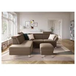 Sit & More Ecksofa SIT & MORE "Vincenzo L-Form" Sofas Gr. B/H/T: 245cm x 84cm x 193cm, Luxus-Microfaser, Ottomane links, mit Kopfteilverstellung, braun inklusive Kopfteilverstellung, wahlweise mit Bettfunktion, Bettkasten