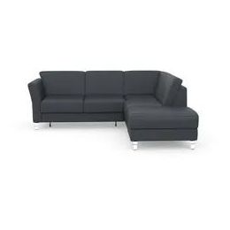 Sit & More Ecksofa SIT&MORE "Visby L-Form" Sofas Gr. B/H/T: 248 cm x 87 cm x 213 cm, Soft clean, Ottomane rechts, mit Bettfunktion-mit Bettkasten, grau (dunkelgrau) Wahlweise mit Bettfunktion und Stauraum, frei im Raum stellbar