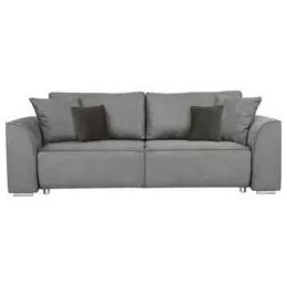 3-Sitzer Inosign "Beatrice Schlafsofa" Sofas Gr. B/H/T: 250cm x 92cm x 107cm, Luxus-Microfaser Lederoptik, mit Bettfunktion-mit Bettkasten-Liegefläche 197cm, grau wahlweise auch mit Bettfunktion und Bettkasten, incl. 2 Zierkissen