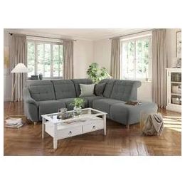 Ecksofa Home Affaire "Boston L-Form" Sofas Gr. B: 272cm, Chenille, Ottomane rechts, mit Kopfteilverstellung-mit 1 motorischer Relaxfunktion im 2sitzigen Sofaelement, grau Kopfteilverstellung an jeder Sitzfläche, wahlweise Relaxfunktion