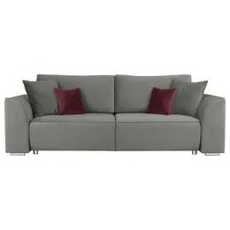 3-Sitzer Inosign "Beatrice Schlafsofa" Sofas Gr. B/H/T: 250 cm x 92 cm x 107 cm, Samtoptik, ohne Bettfunktion-ohne Bettkasten, grau wahlweise auch mit Bettfunktion und Bettkasten, incl. 2 Zierkissen